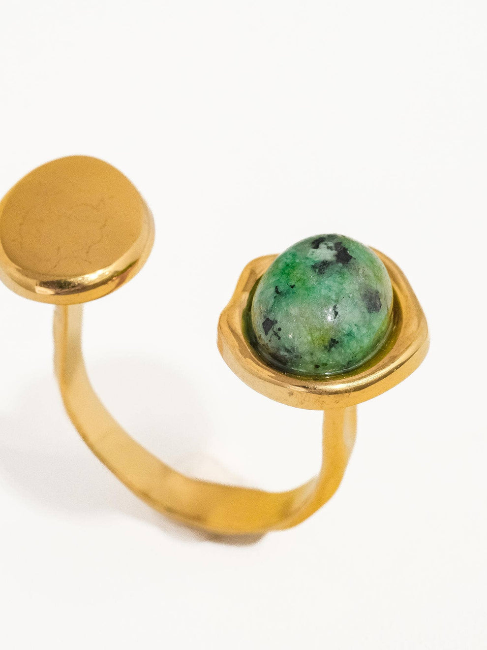 Orion Non-Tarnish Boho Adjustable Ring with Statement Green Stone ...