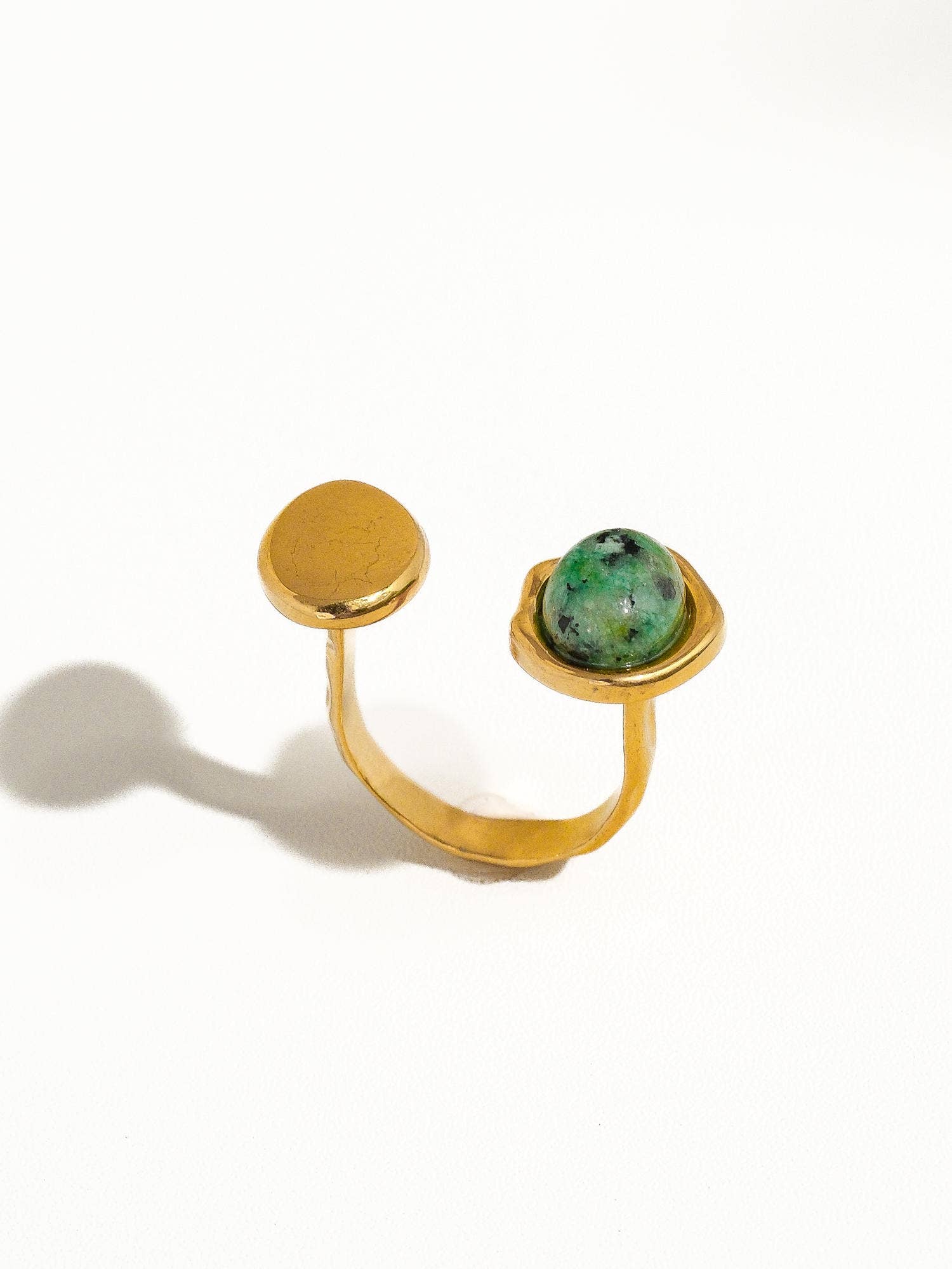 Orion Non-Tarnish Boho Adjustable Ring with Statement Green Stone ...